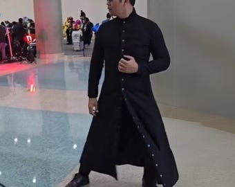 Neo Matrix Heavy Duty Cotton Keanu Reeves Black Gothic Cosplay Long ...