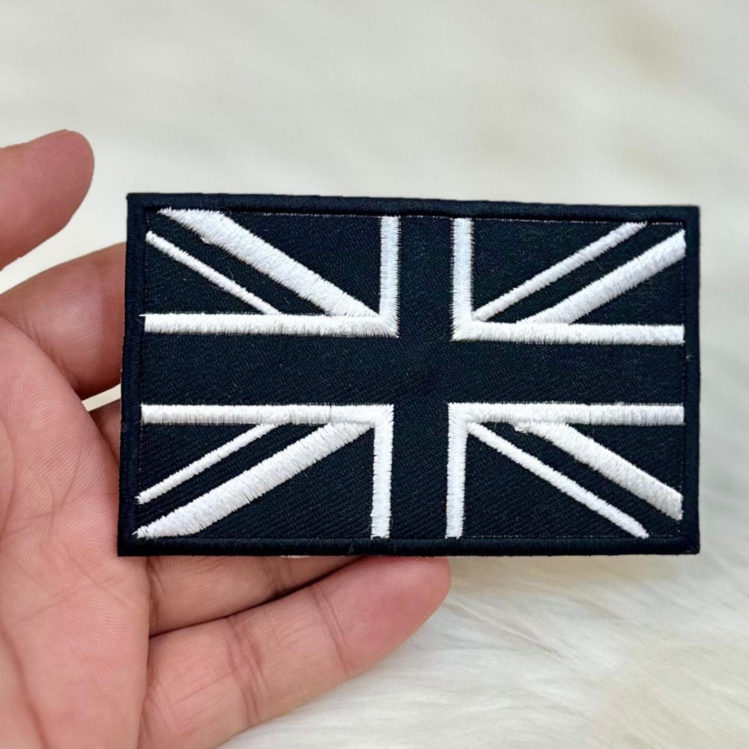 Union Jack Patch: Black & White UK Flag Embroidered Appliqué - Etsy