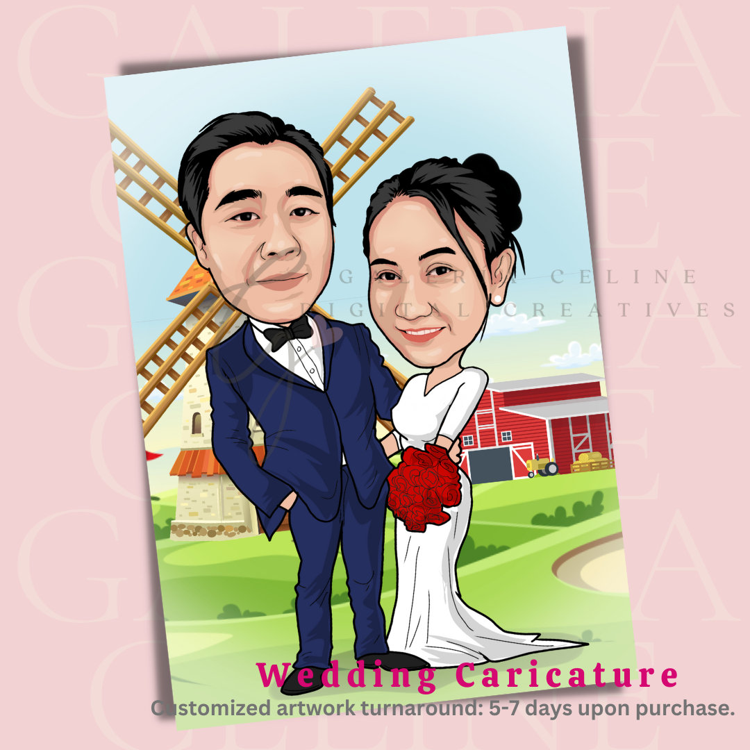 Wedding Caricature Digital Couple Caricature Custom Portrait ...
