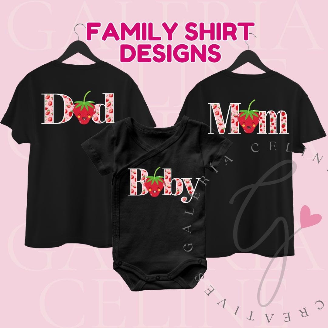 Strawberry Family Shirt Designs | Family | Digital | High-resolution ...