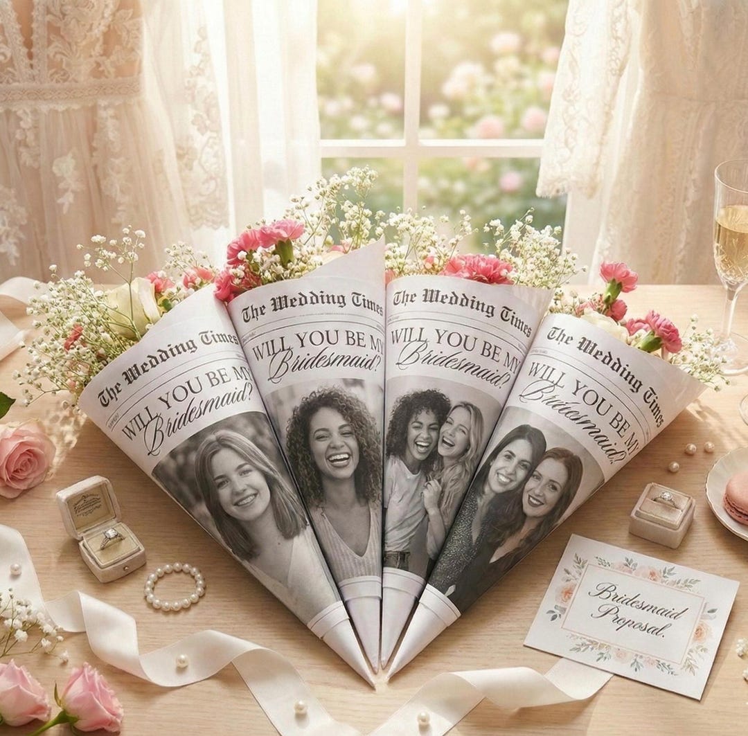 Bridesmaid Proposal Newspaper Flower Bouquets, Maid of Honor Proposal ...