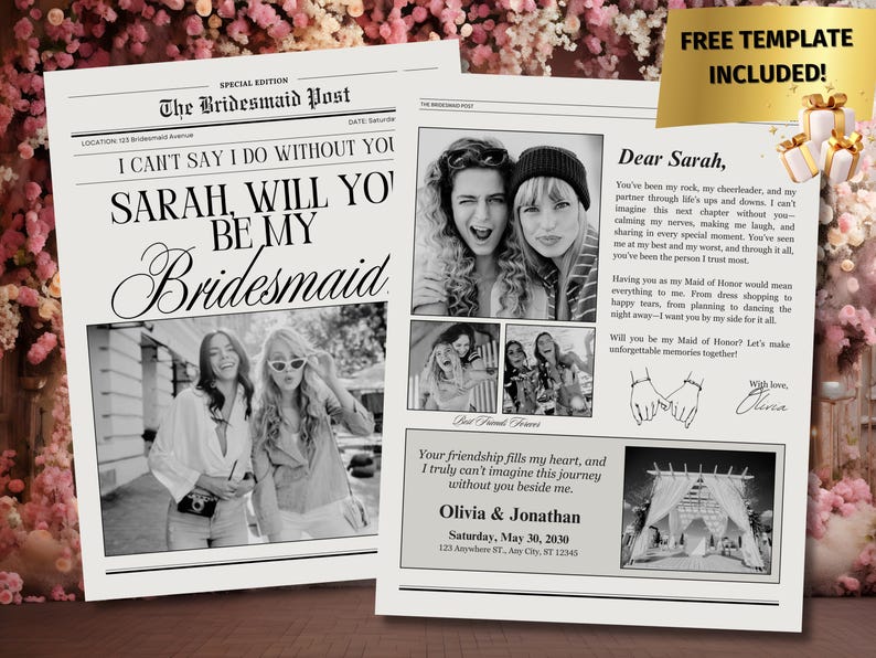 Bridesmaid Proposal Newspaper Flower Bouquets, Maid of Honor Proposal ...