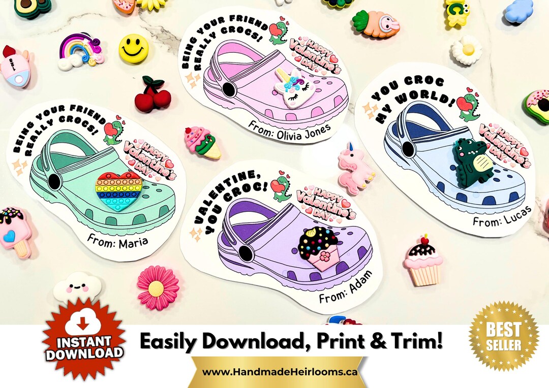 Clog Crocs Shoe Charm, Class Gift Printable, DIY Birthday Party Favor ...