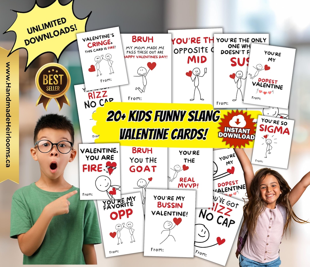 20+ Kids Funny Slang Cards! Printable Classroom Party Birthday ...