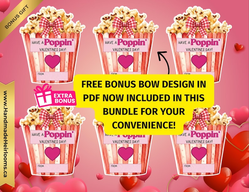 100+ Printable Popcorn Valentine Labels PNG PDF | Unlimited Valentine ...