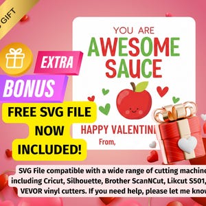 100+ Printable Classroom Valentine Stickers Awesome Sauce Applesauce ...