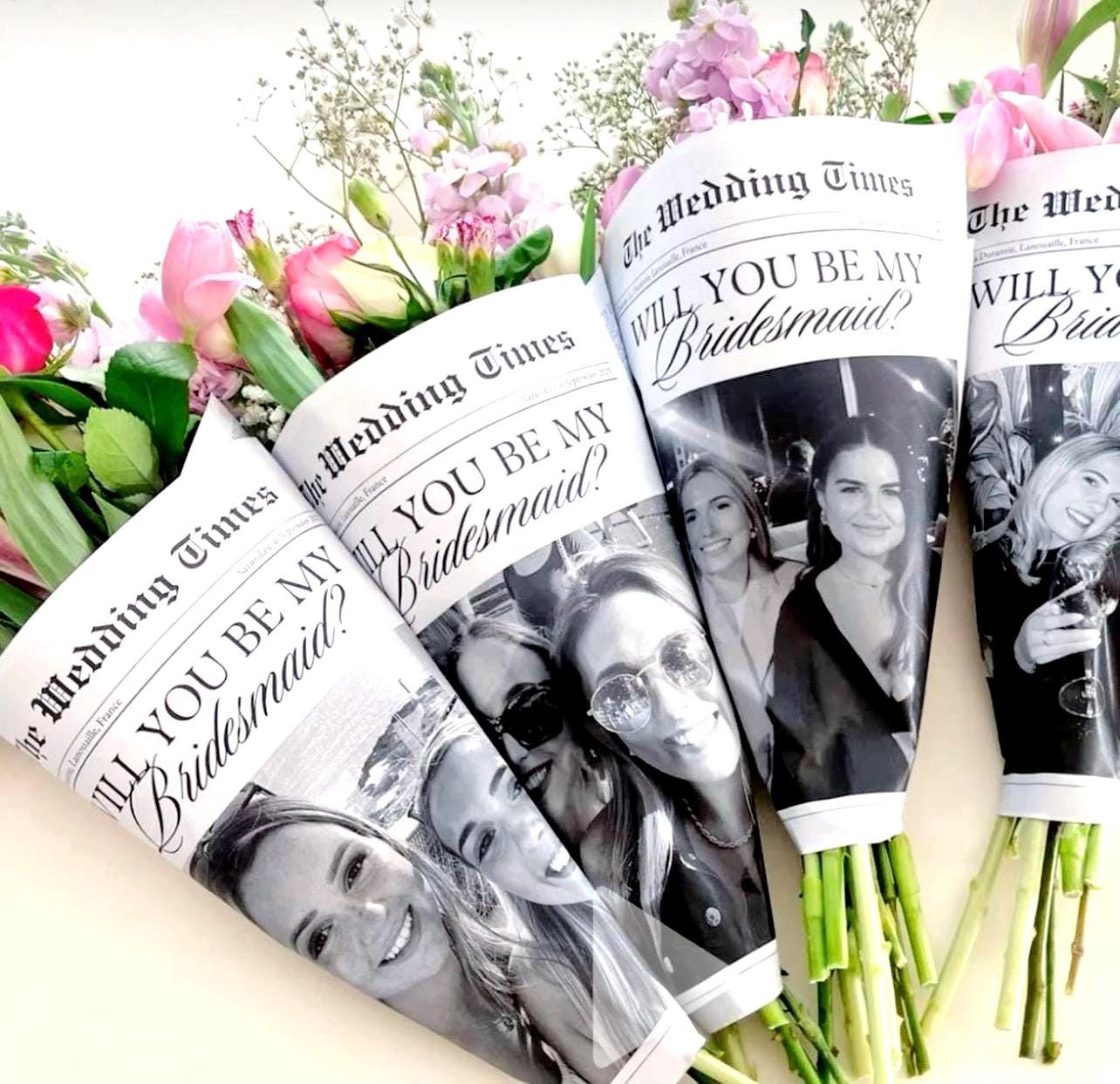 Bridesmaid Proposal Newspaper Flower Bouquets, Maid of Honor Proposal ...