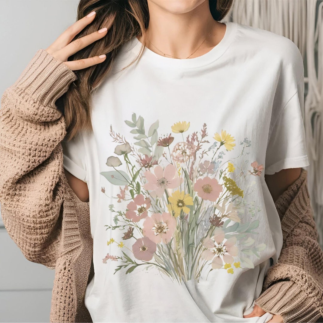 Boho Wildflowers Cottagecore Shirt, Flower T-shirt, Boho T-shirt ...