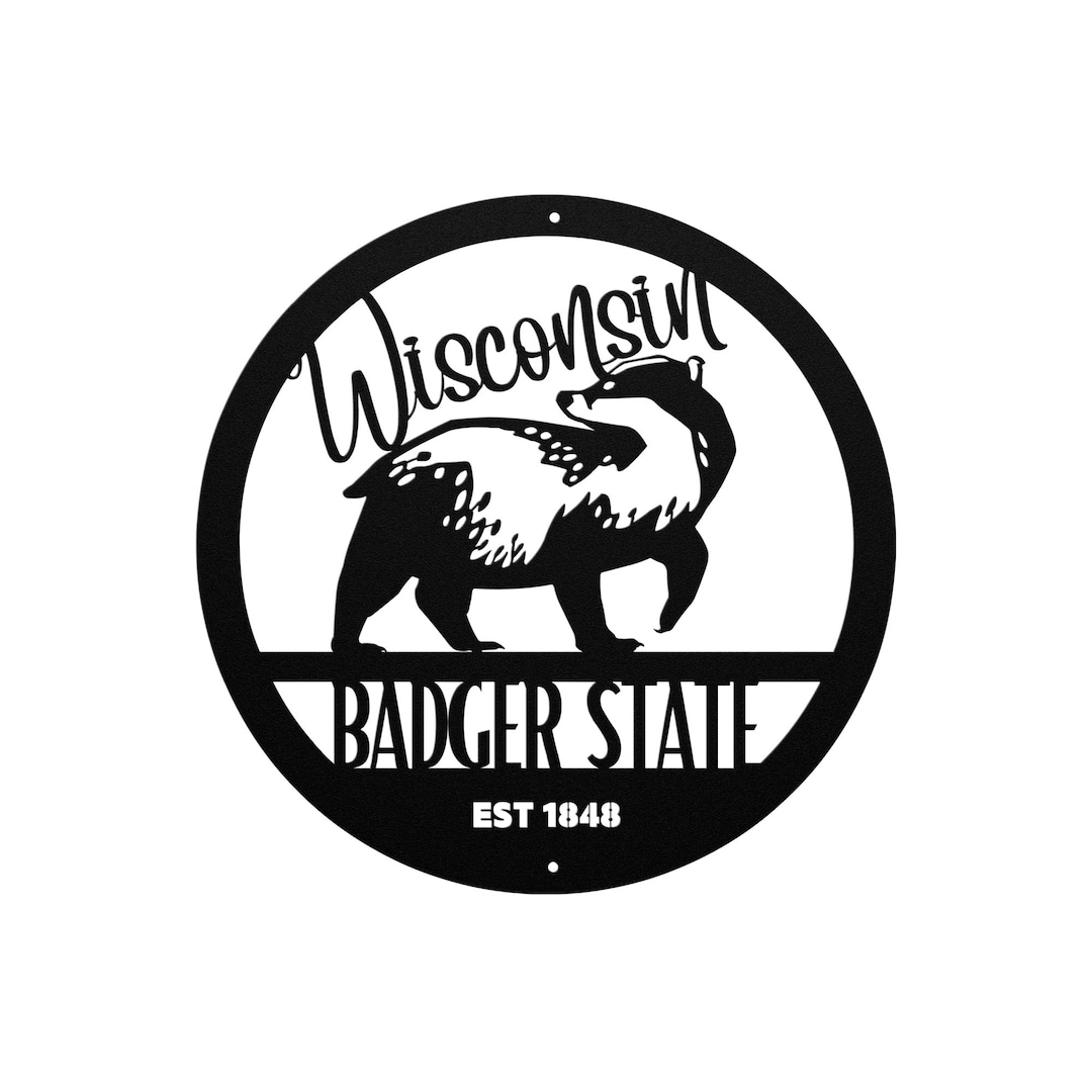 Wisconsin Badger Metal Sign Home Decor UW Madison Wall Art Wisconsin ...