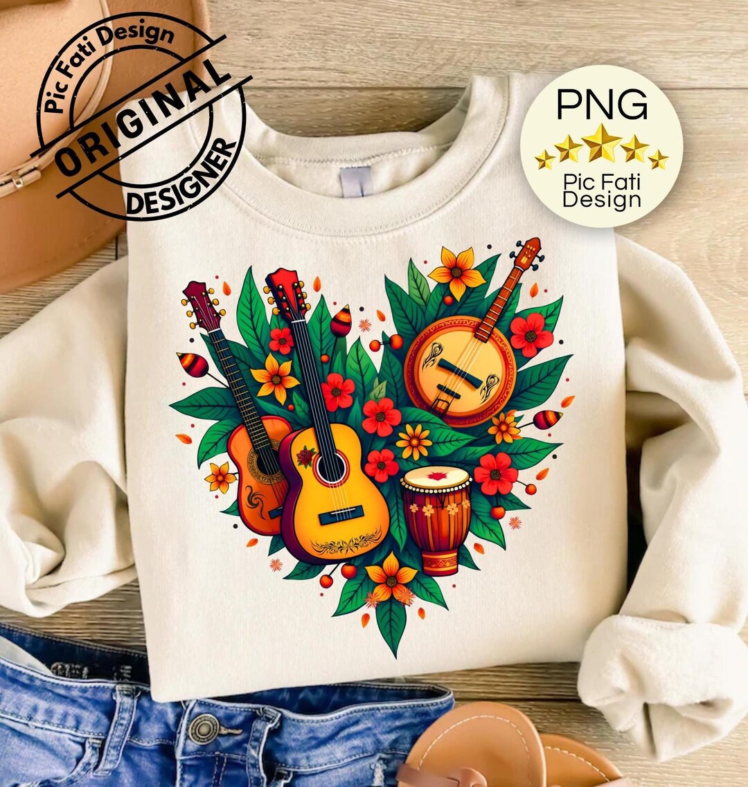 Cultural Latin Instruments Digital Shirt Design, Hispanic Heritage ...
