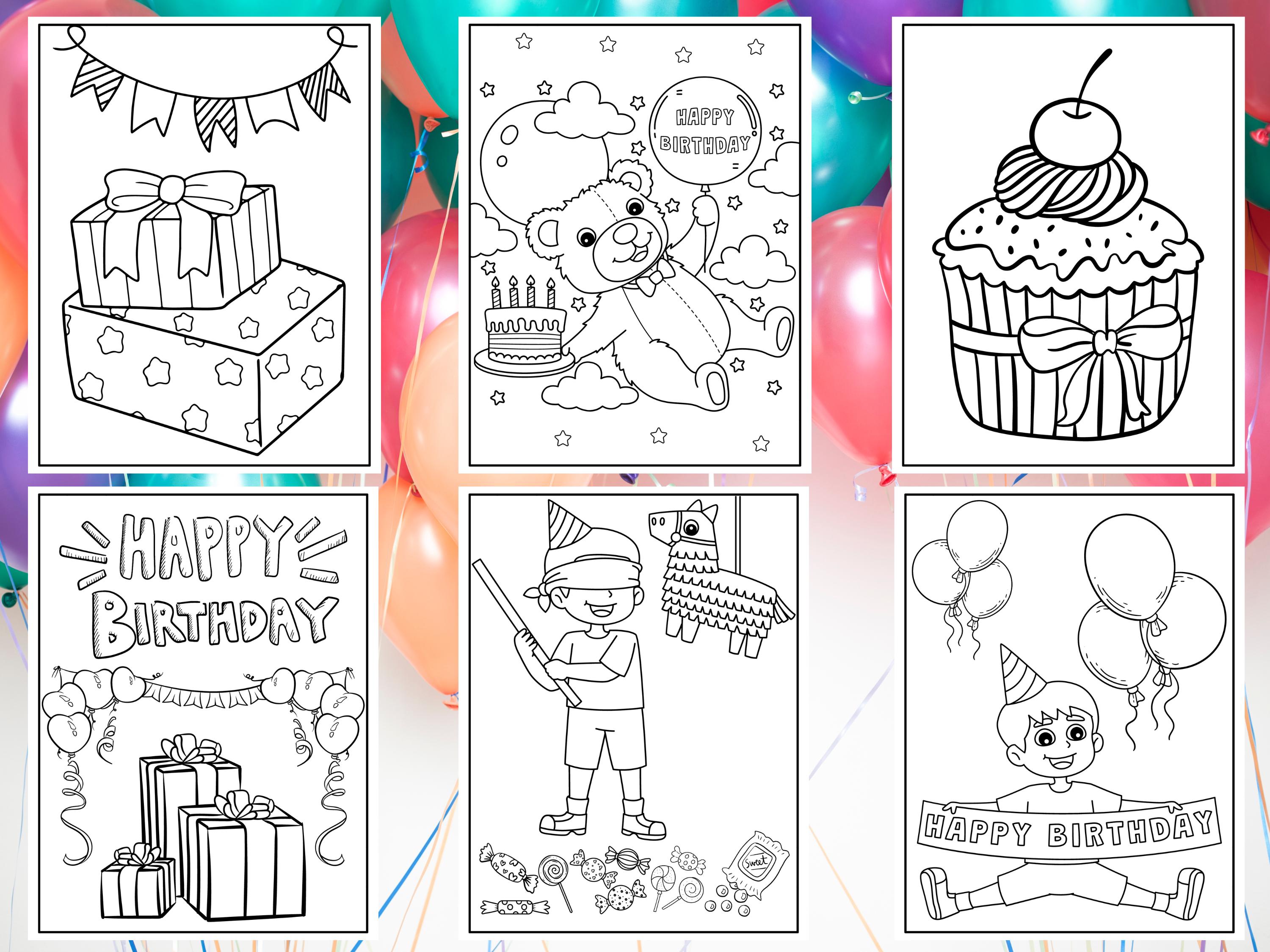 Happy Birthday Coloring Pages, Birthday Activity Pages for Kids, 50 ...
