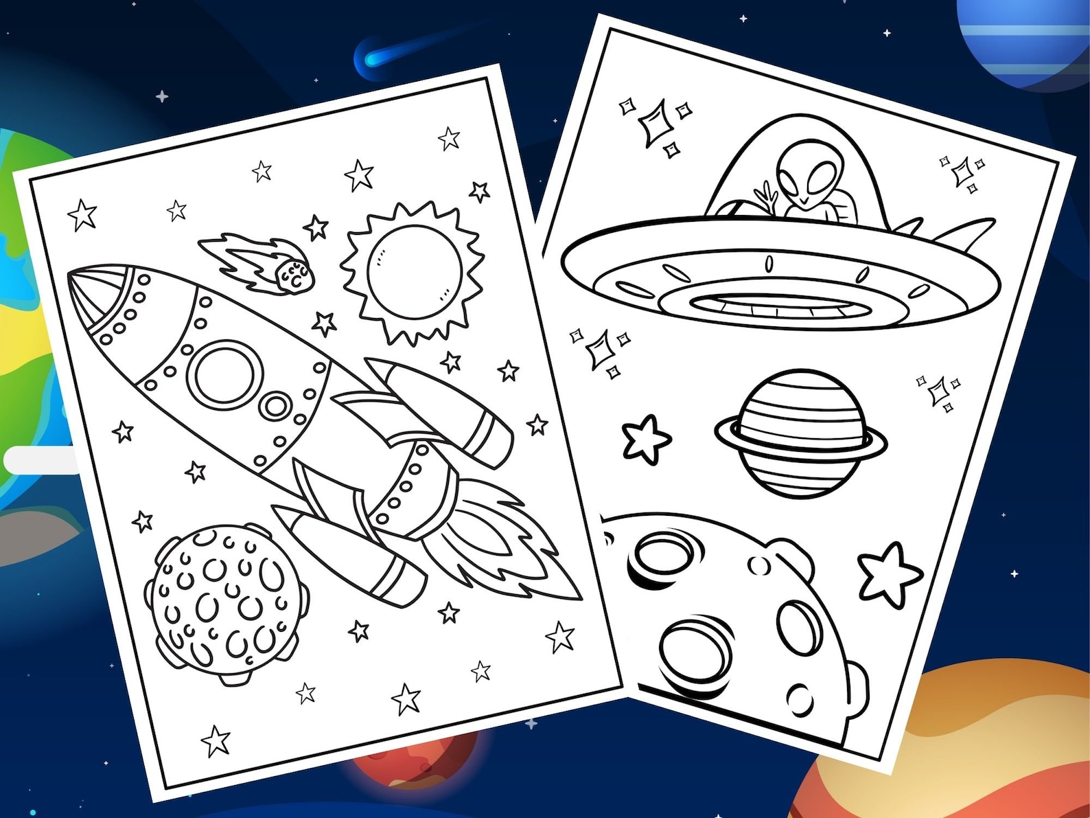 Outer Space Coloring Pages, Space Coloring Book for Kids, 39 Printable ...