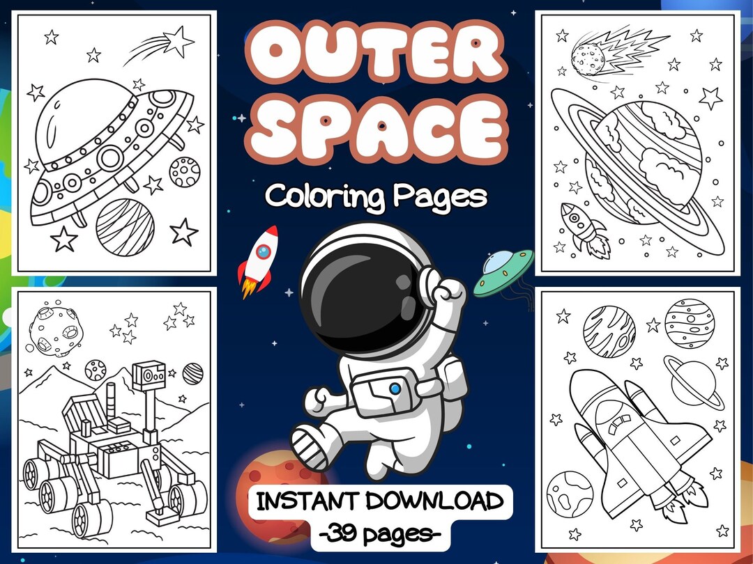 Outer Space Coloring Pages, Space Coloring Book for Kids, 39 Printable ...