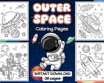 10 Outer Space Coloring Pages, Instant Printable Download - Etsy