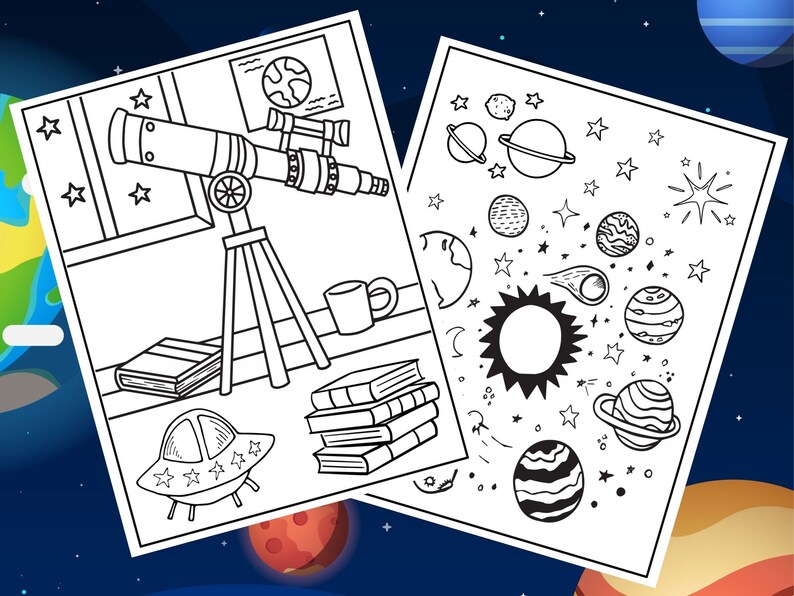 Outer Space Coloring Pages, Space Coloring Book for Kids, 39 Printable ...