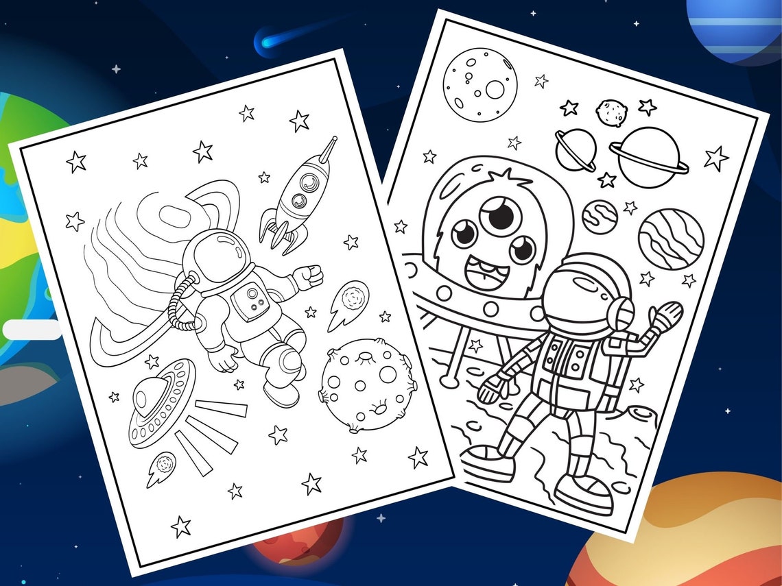 Outer Space Coloring Pages, Space Coloring Book for Kids, 39 Printable ...