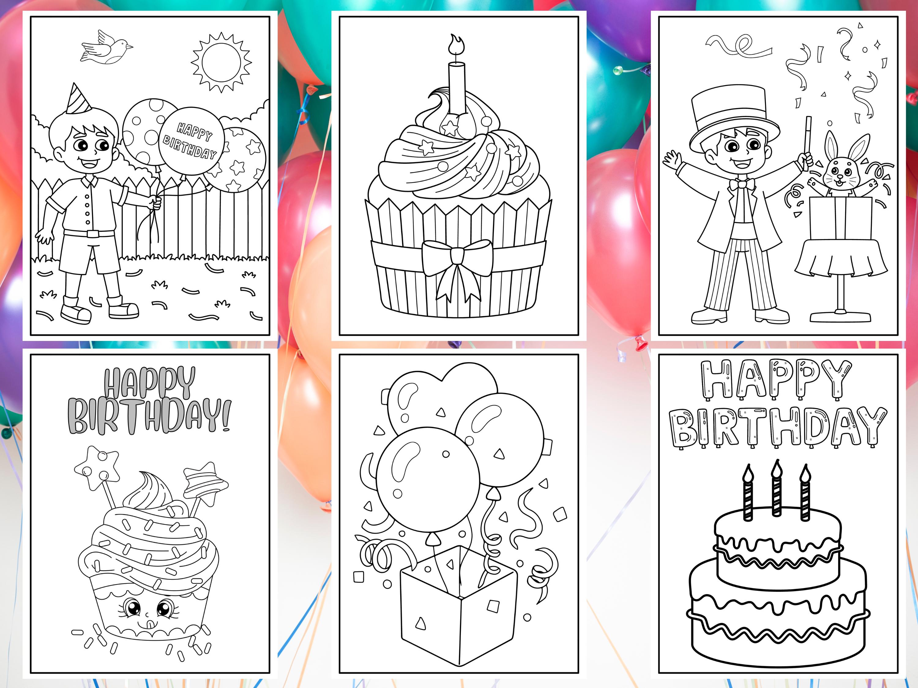Happy Birthday Coloring Pages, Birthday Activity Pages for Kids, 50 ...