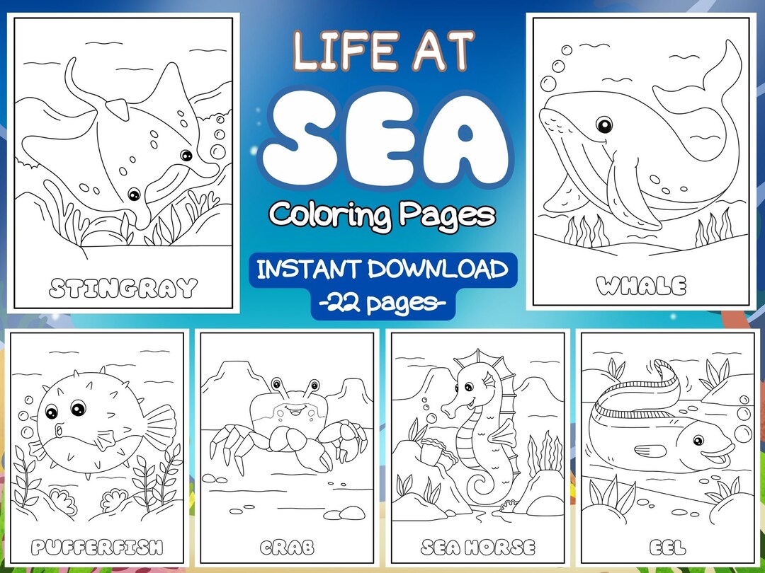 Sea Animals Coloring Pages, 22 Printable Pages, Instant Download ...