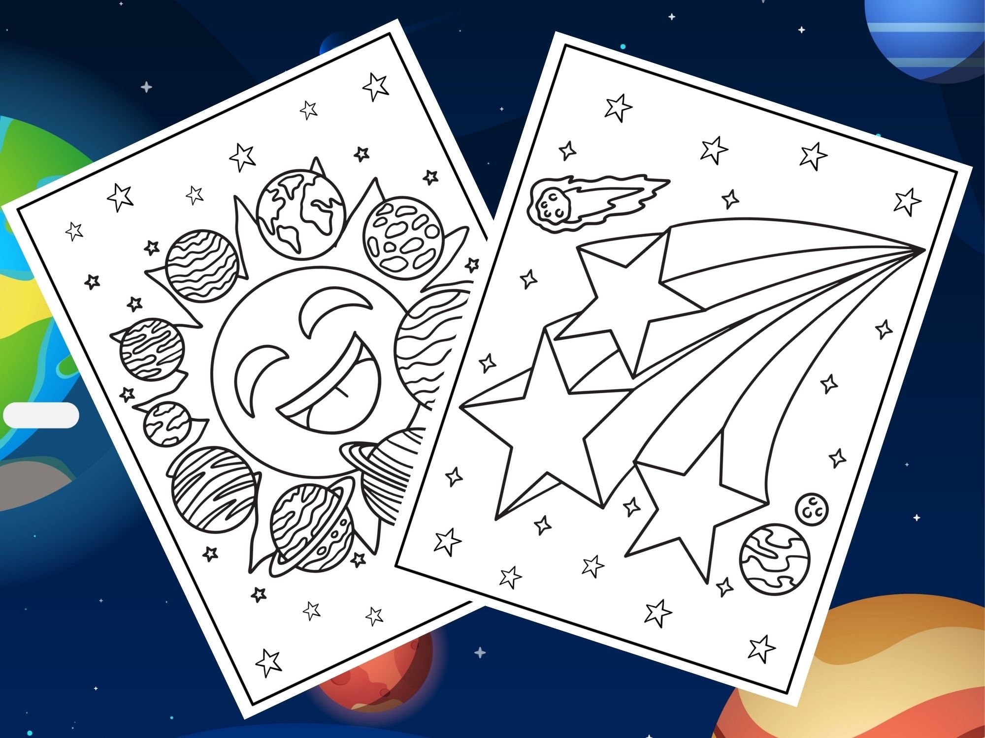 Outer Space Coloring Pages, Space Coloring Book for Kids, 39 Printable ...