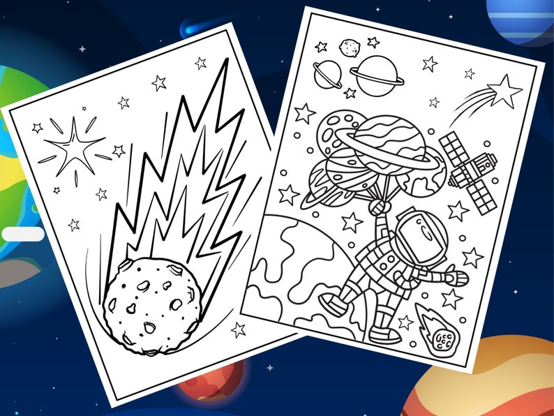 Outer Space Coloring Pages, Space Coloring Book for Kids, 39 Printable ...
