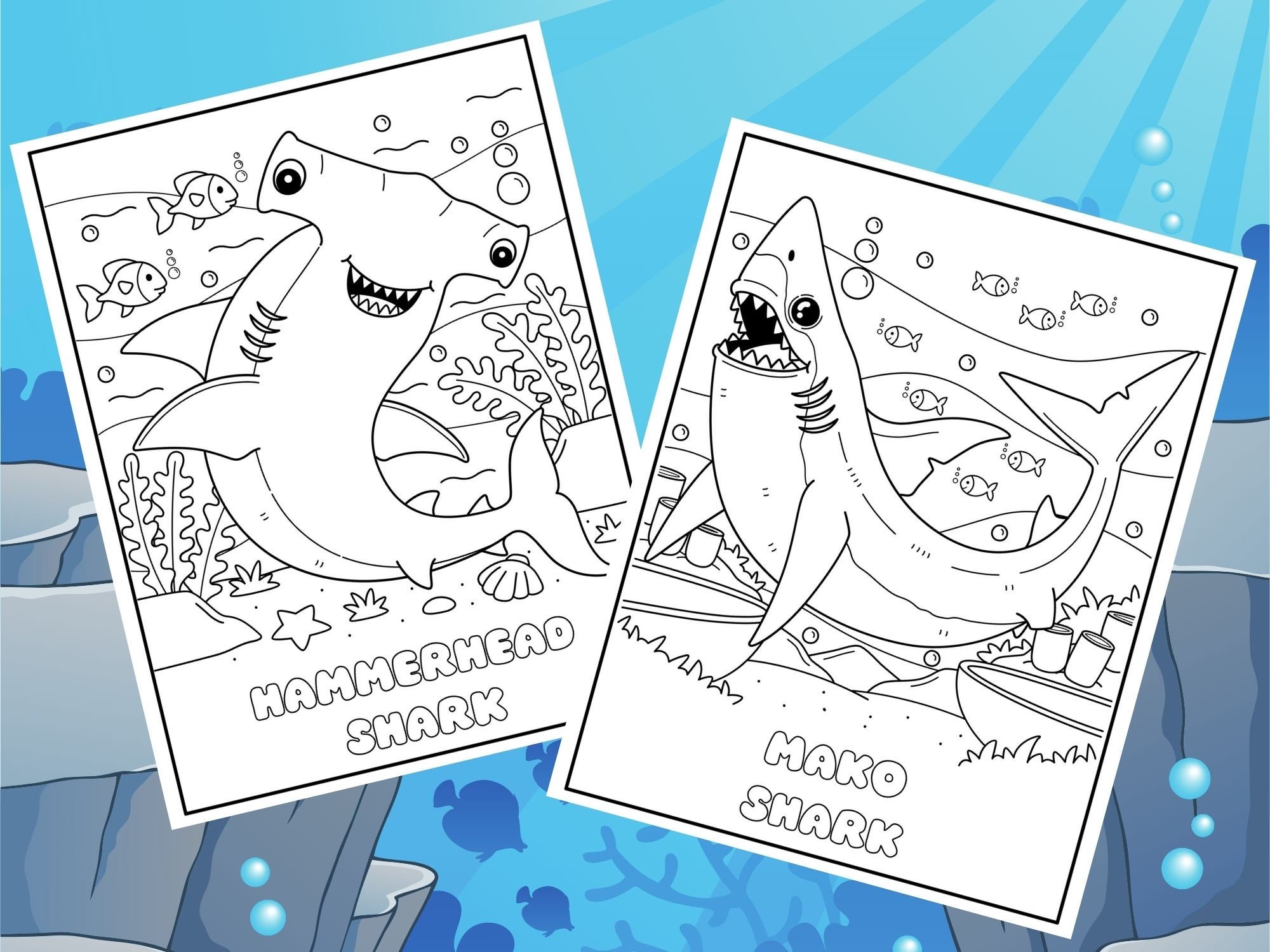 Shark Coloring Pages, Shark Coloring Pages for Kids, 28 Printable Pages ...