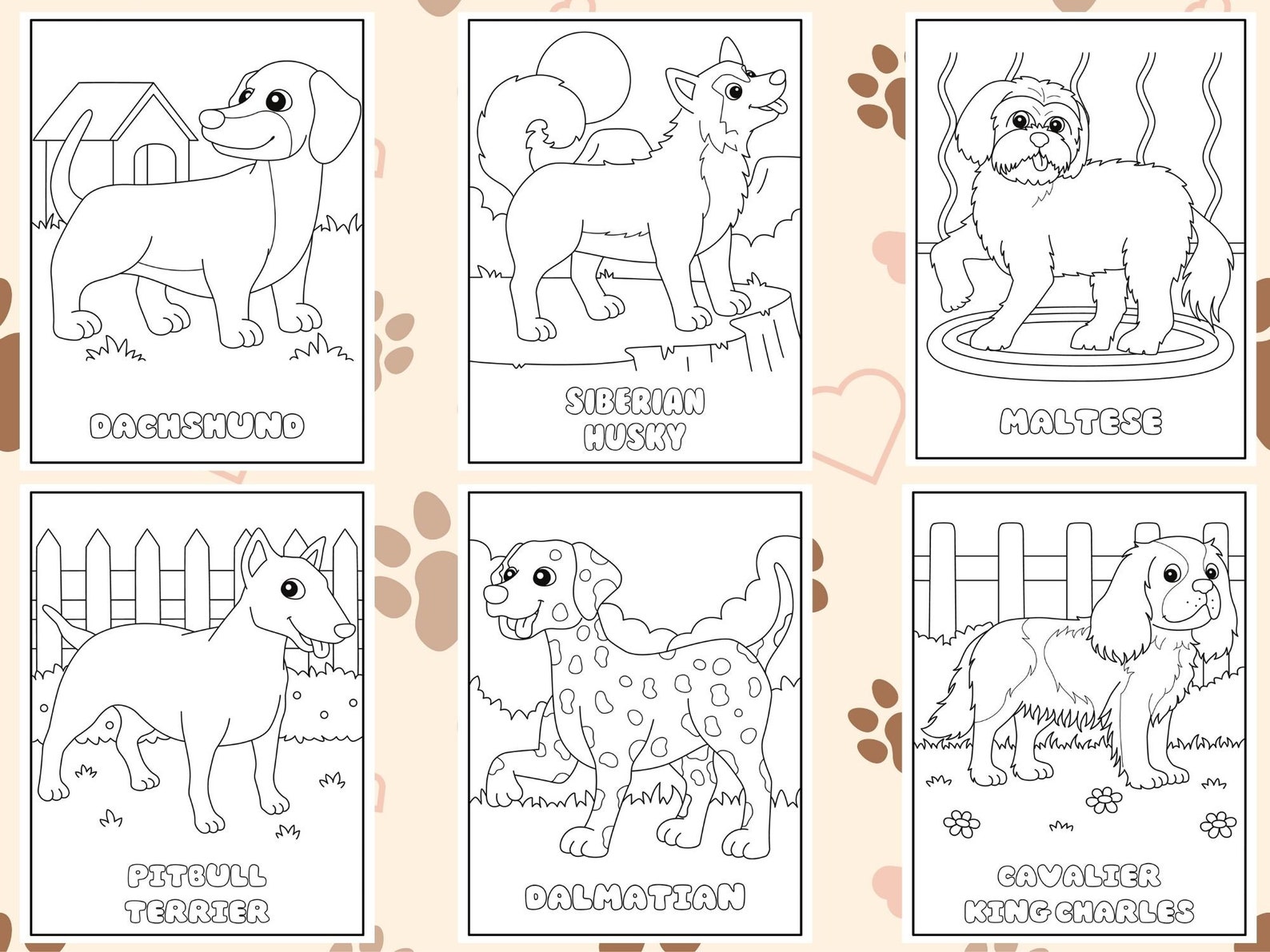 Dog Breed Coloring Book, Dog Coloring Pages, 30 Printable Pages ...
