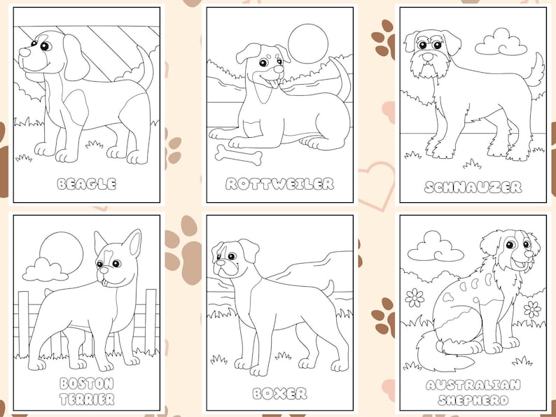 Dog Breed Coloring Book, Dog Coloring Pages, 30 Printable Pages ...