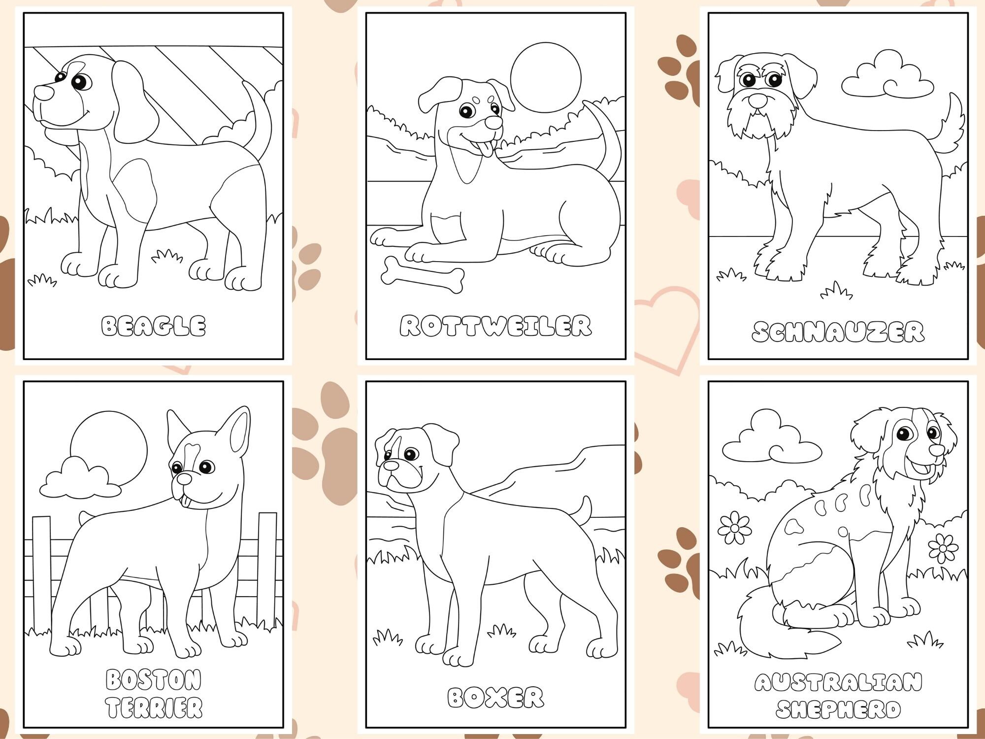 Dog Breed Coloring Book, Dog Coloring Pages, 30 Printable Pages ...