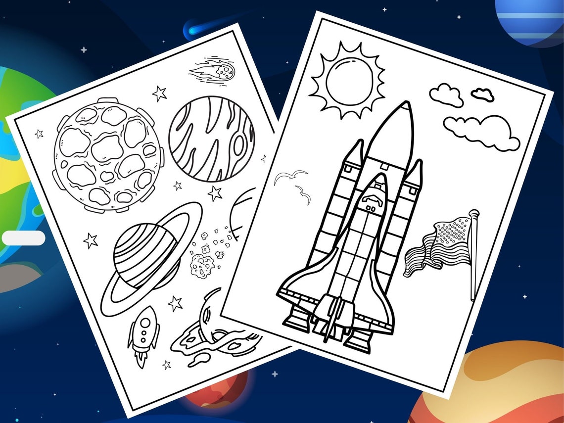 Outer Space Coloring Pages, Space Coloring Book for Kids, 39 Printable ...