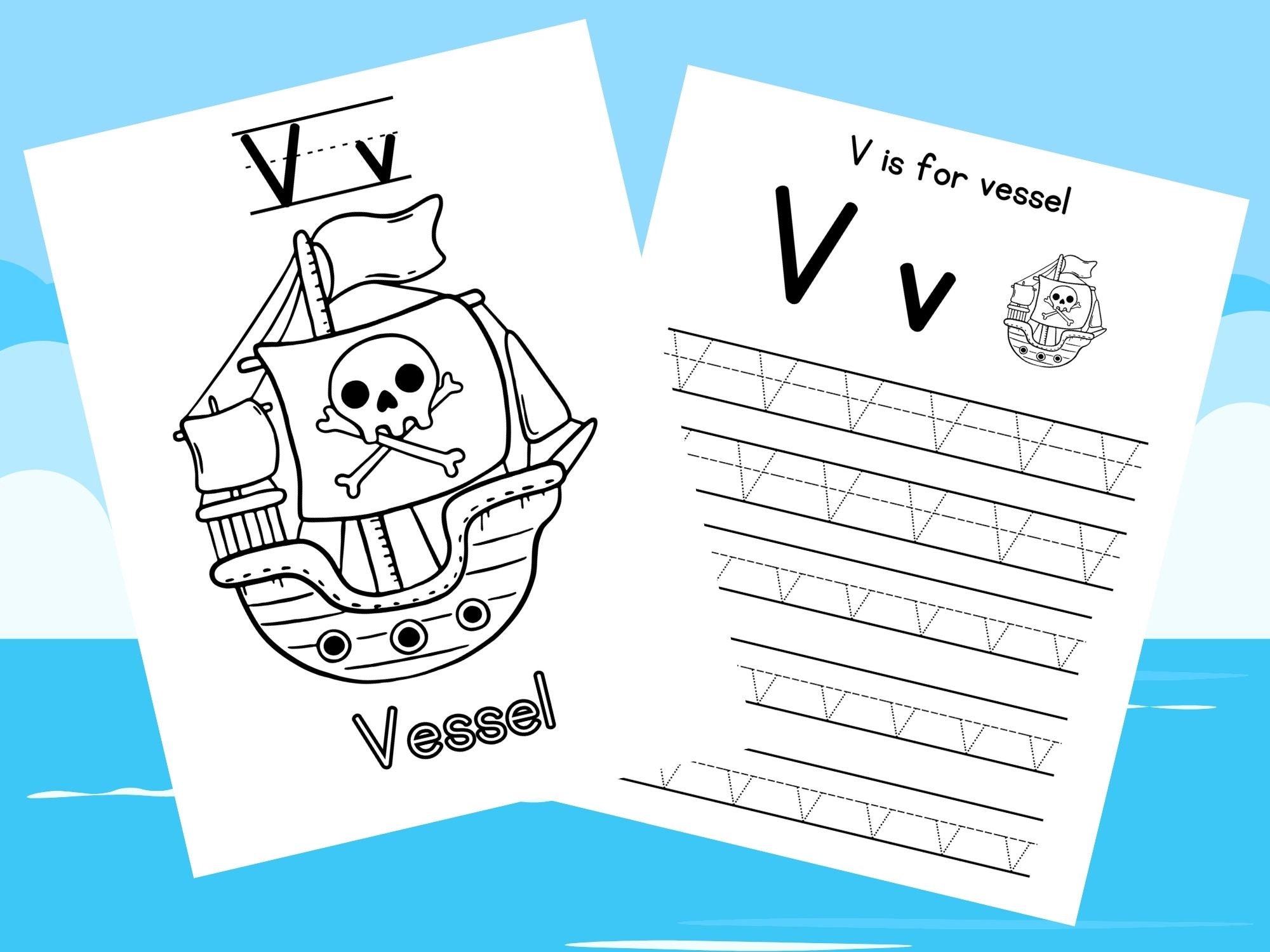 Pirate Alphabet Coloring Book, Jumbo Coloring Pages for Preschoolers ...