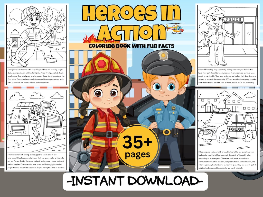 Heroes in Action Educational Coloring Book for Kids Ages 5-10 ...