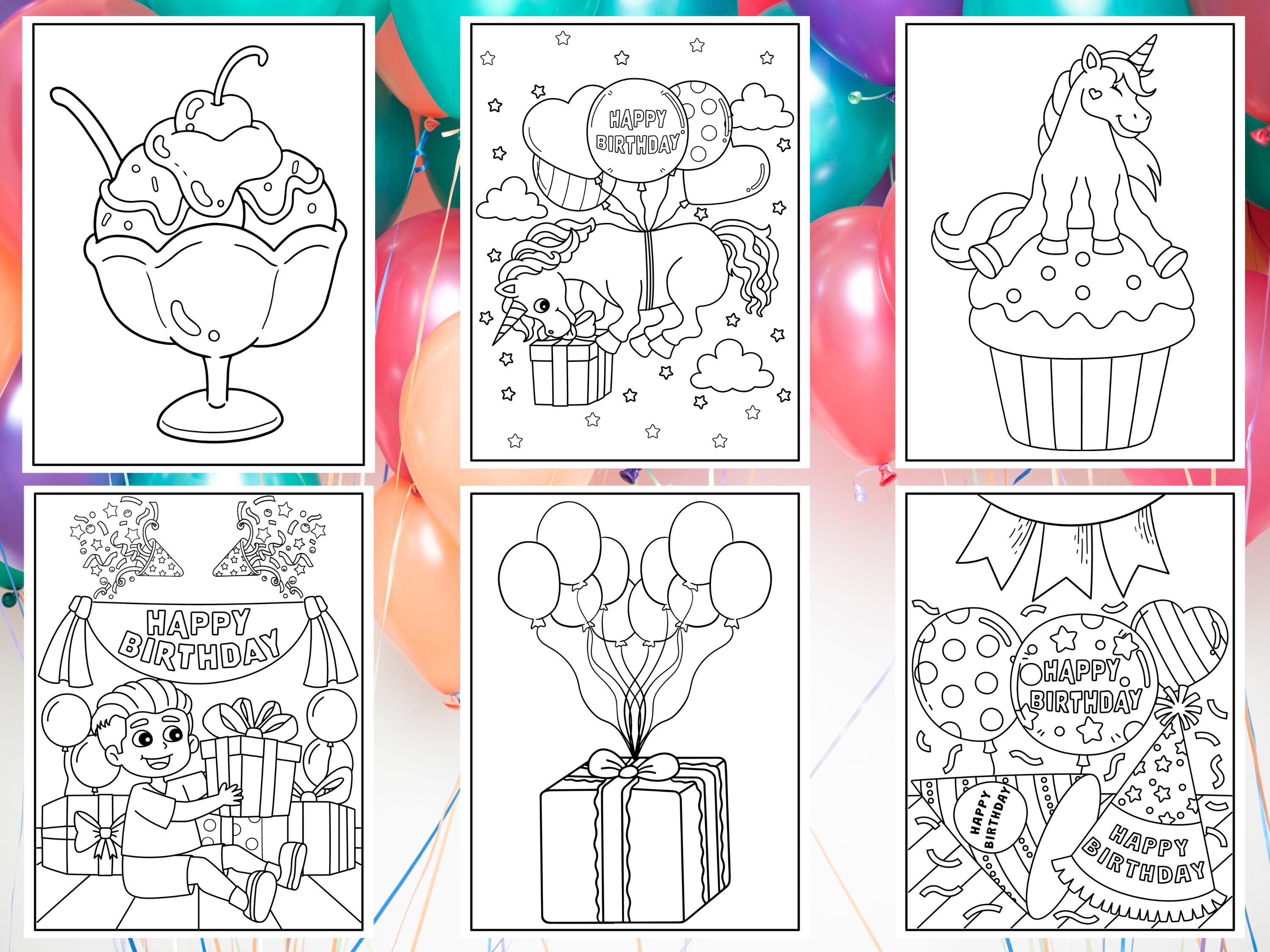 Happy Birthday Coloring Pages, Birthday Activity Pages for Kids, 50 ...
