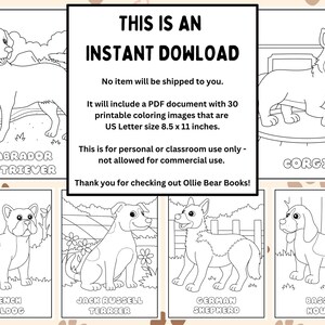 Dog Breed Coloring Book, Dog Coloring Pages, 30 Printable Pages ...
