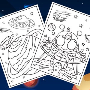 Outer Space Coloring Pages, Space Coloring Book for Kids, 39 Printable ...