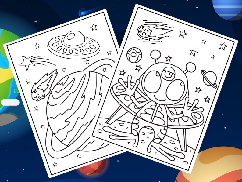 Outer Space Coloring Pages, Space Coloring Book for Kids, 39 Printable ...