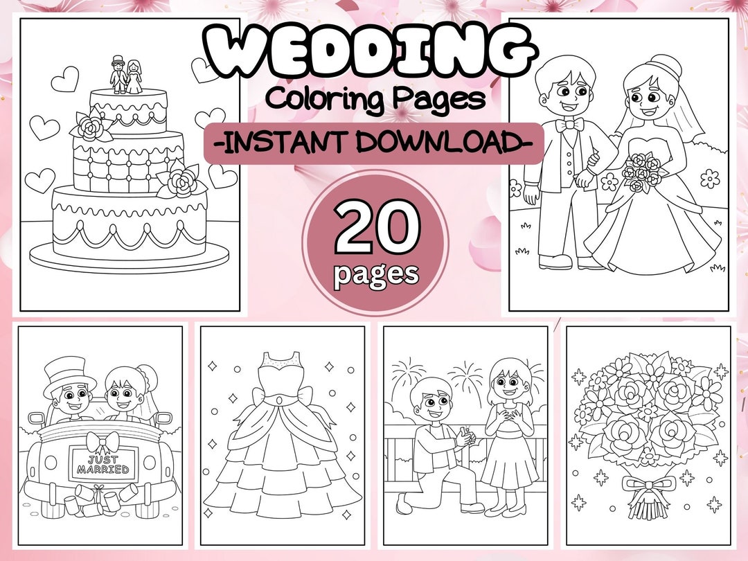 Wedding Coloring Pages, Wedding Coloring Book for Kids, 20 Printable ...
