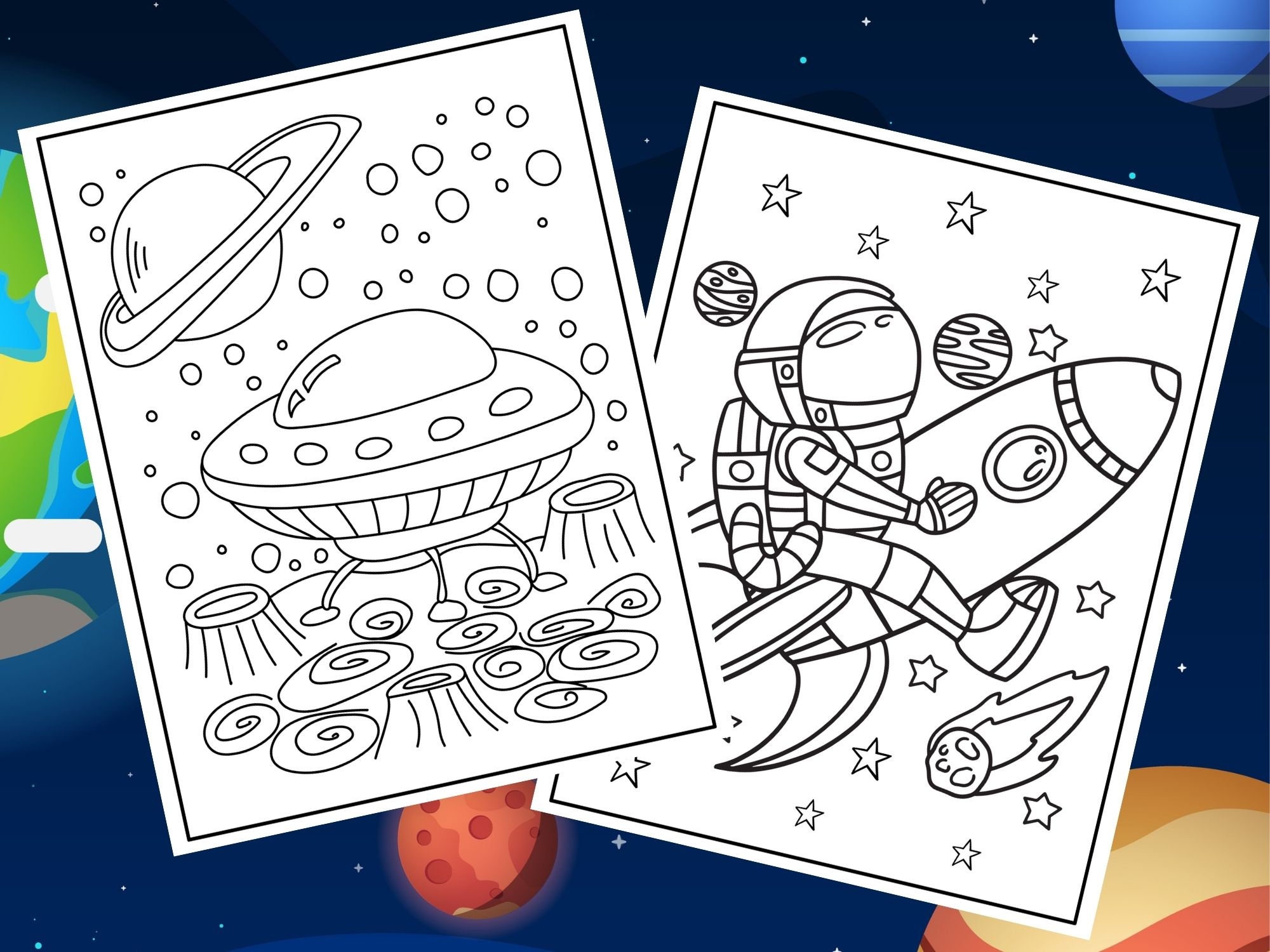 Outer Space Coloring Pages, Space Coloring Book for Kids, 39 Printable ...