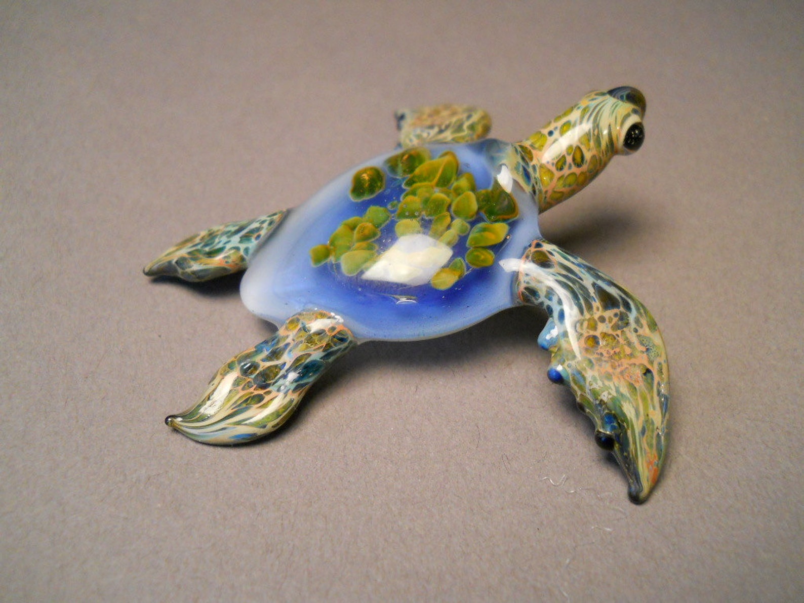Blown Glass Sea Turtle Art Sculpture: Blue Ocean Decor, Gift for Him - Etsy