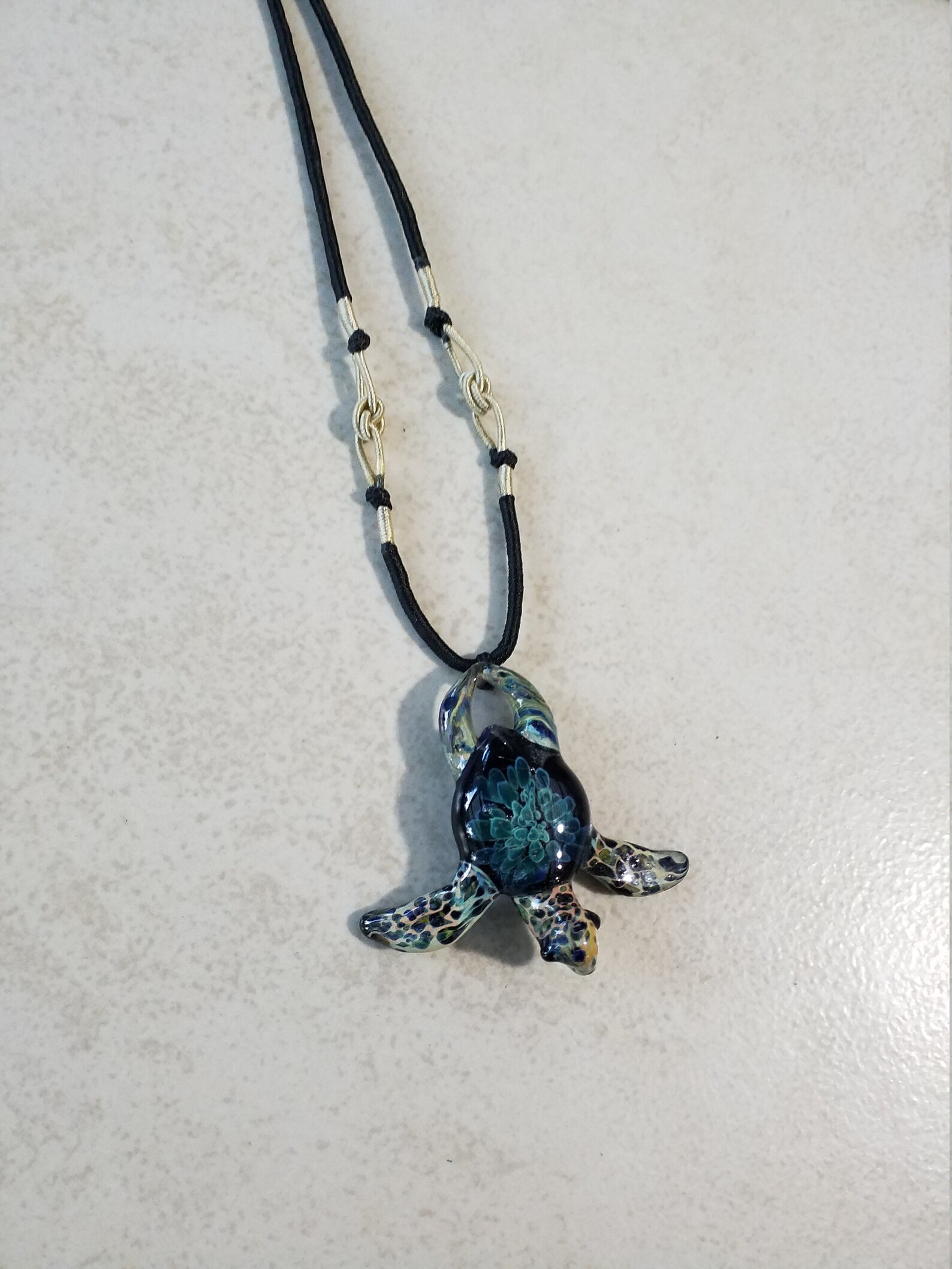 Sea Glass Pendant Glass Turtle Jewelry Blue Sea Turtle Pendant | Etsy
