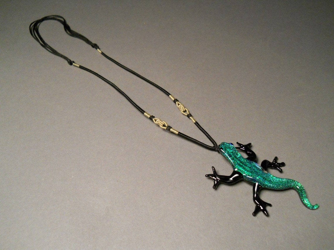 Glass Lizard Pendant Necklace A Great Idea Gift for Men or - Etsy