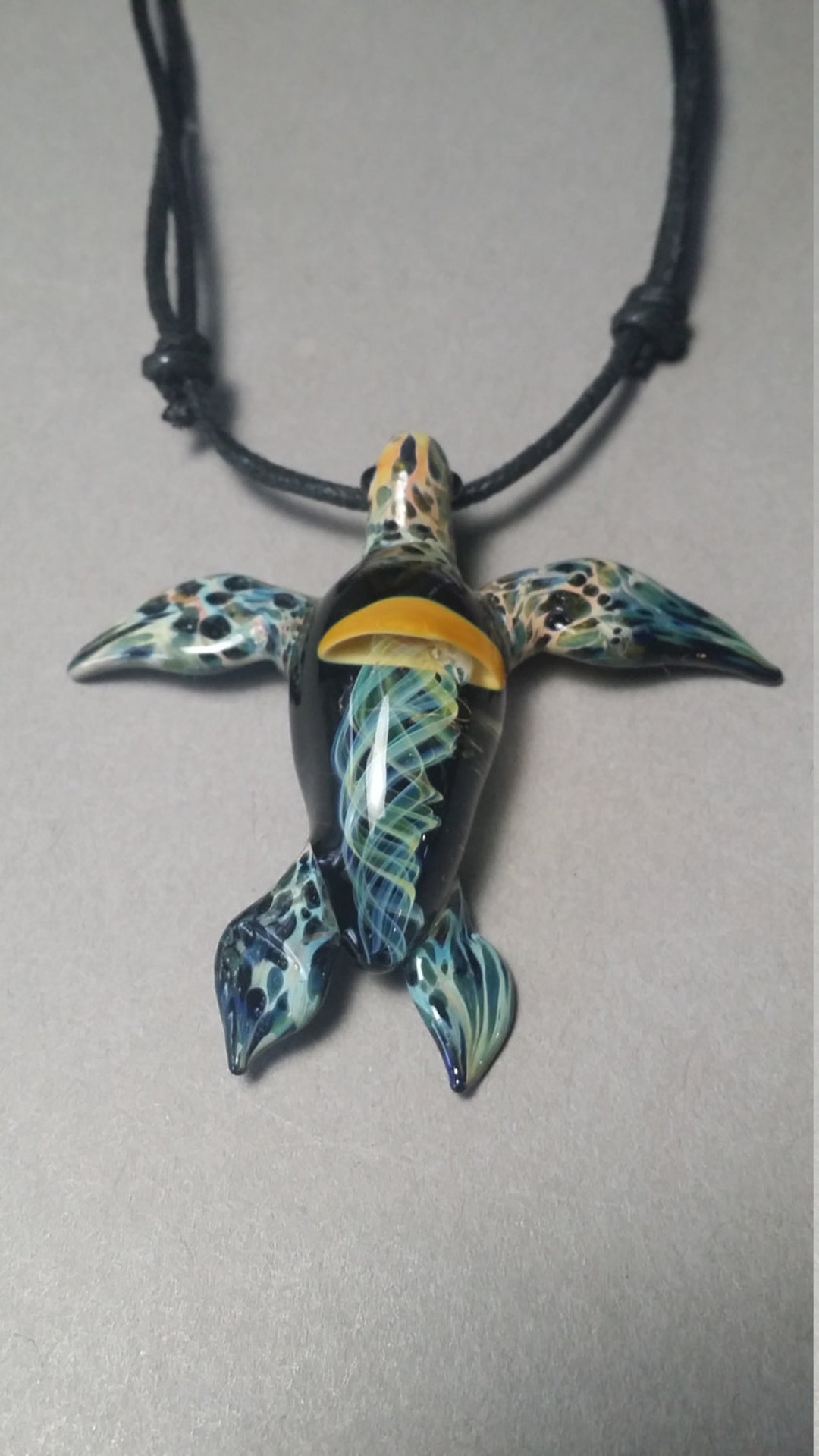 Pendant Sea Turtle Jewelry With Jellyfish Inside the Turtle Shell ...