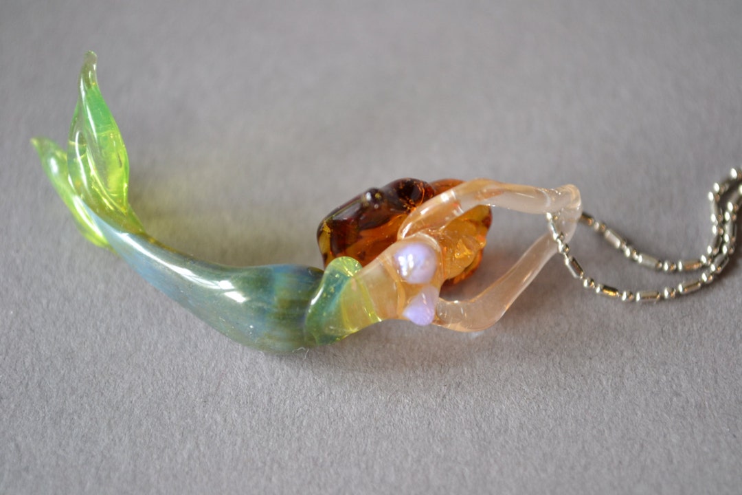Glass Mermaid Pendant Necklace: Ocean Art Jewelry - Etsy