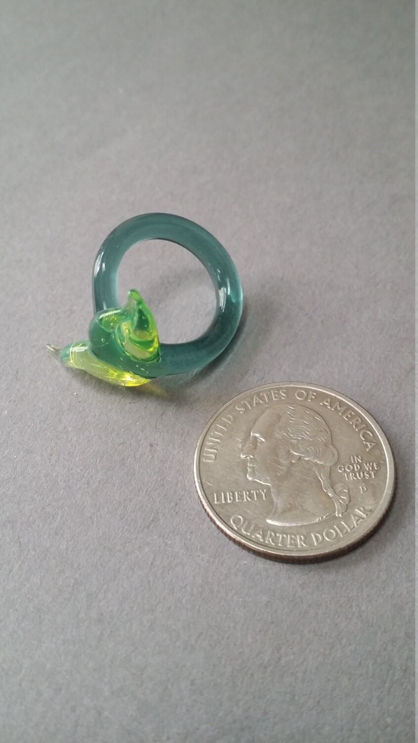 Green Beach Sea Glass Ring or Ocean Whale Tail Silver Ring | Etsy