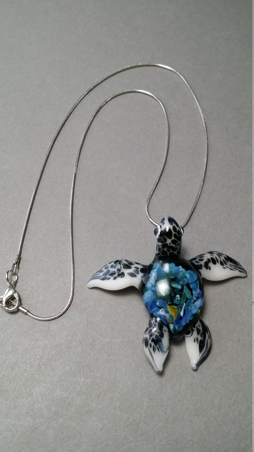 Sea Turtle Pendant Jewelry Handmade Blownglass Turtle Jewelery | Etsy