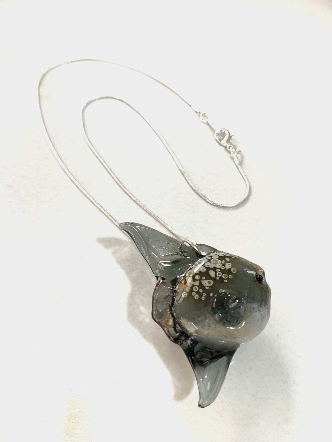 Blown Glass Sunfish Pendant Ocean Art Mola Mola Necklace Divers Gift - Etsy