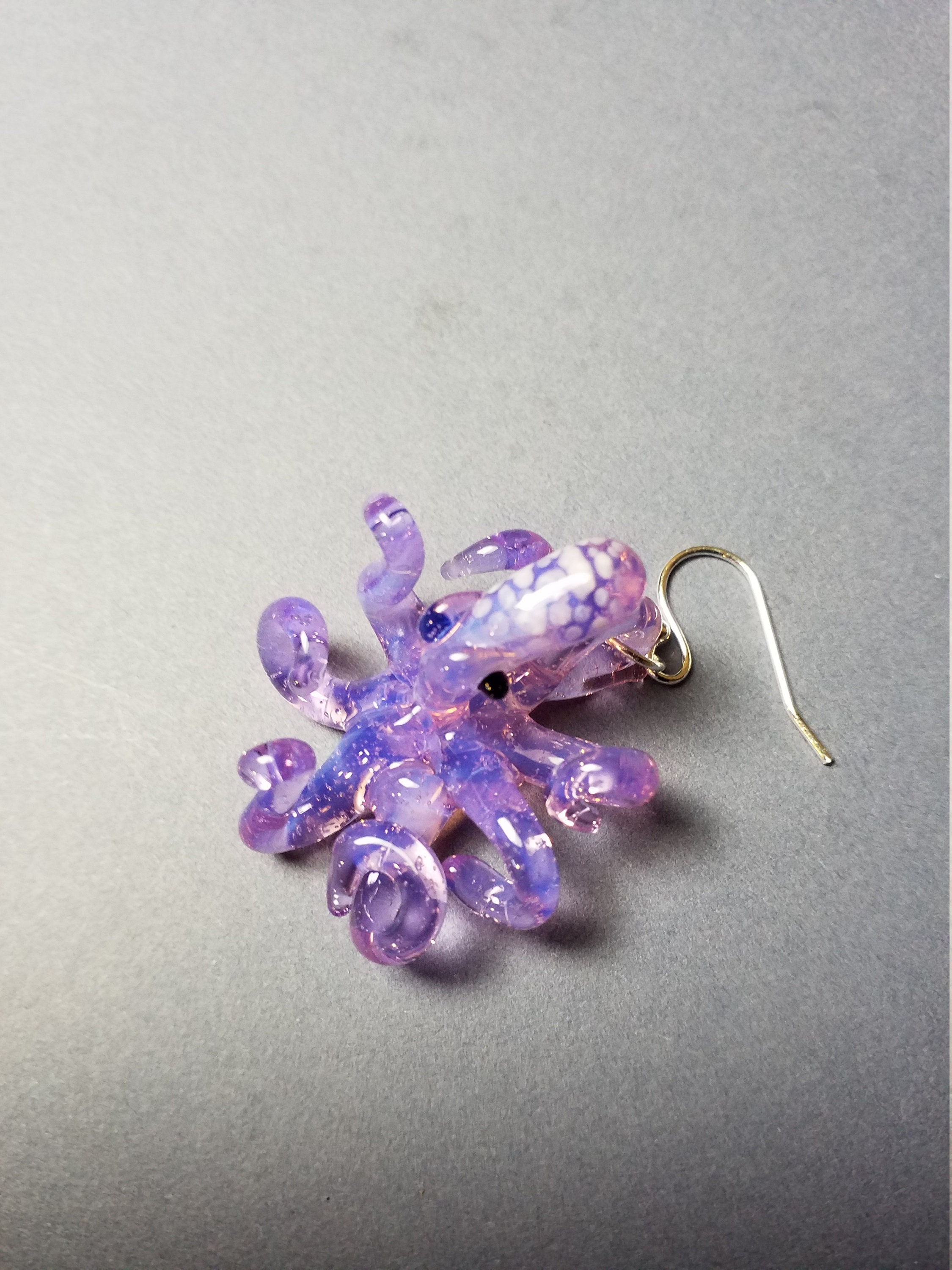 Octopus Earrings Glass Octopus Jewelry Purple Dangle Earrings | Etsy