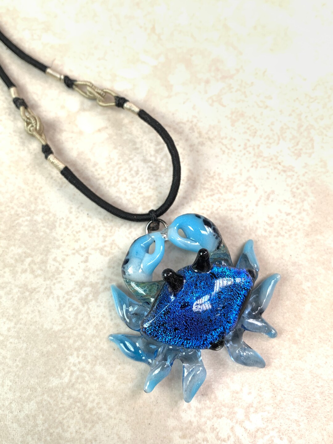 Blue Crab Necklace Pendant ,handmade Jewelry, Glass Hawaii Nautical ...