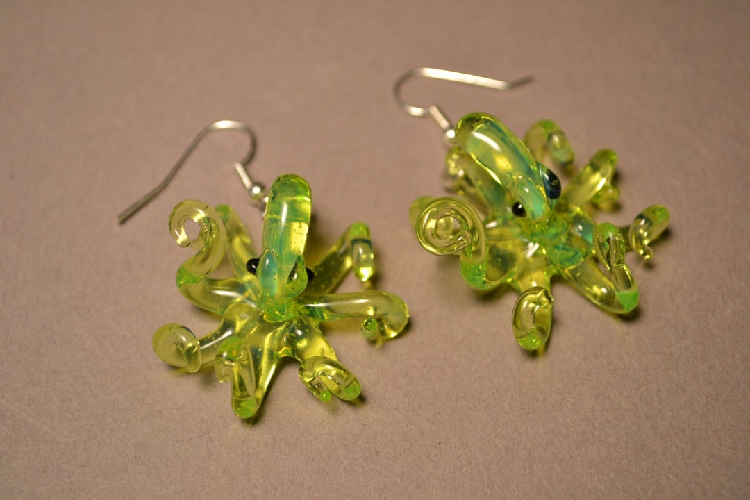 Slime Octopus Earrings Octopus Jewelry Sea Life Hand Blown Handmade ...