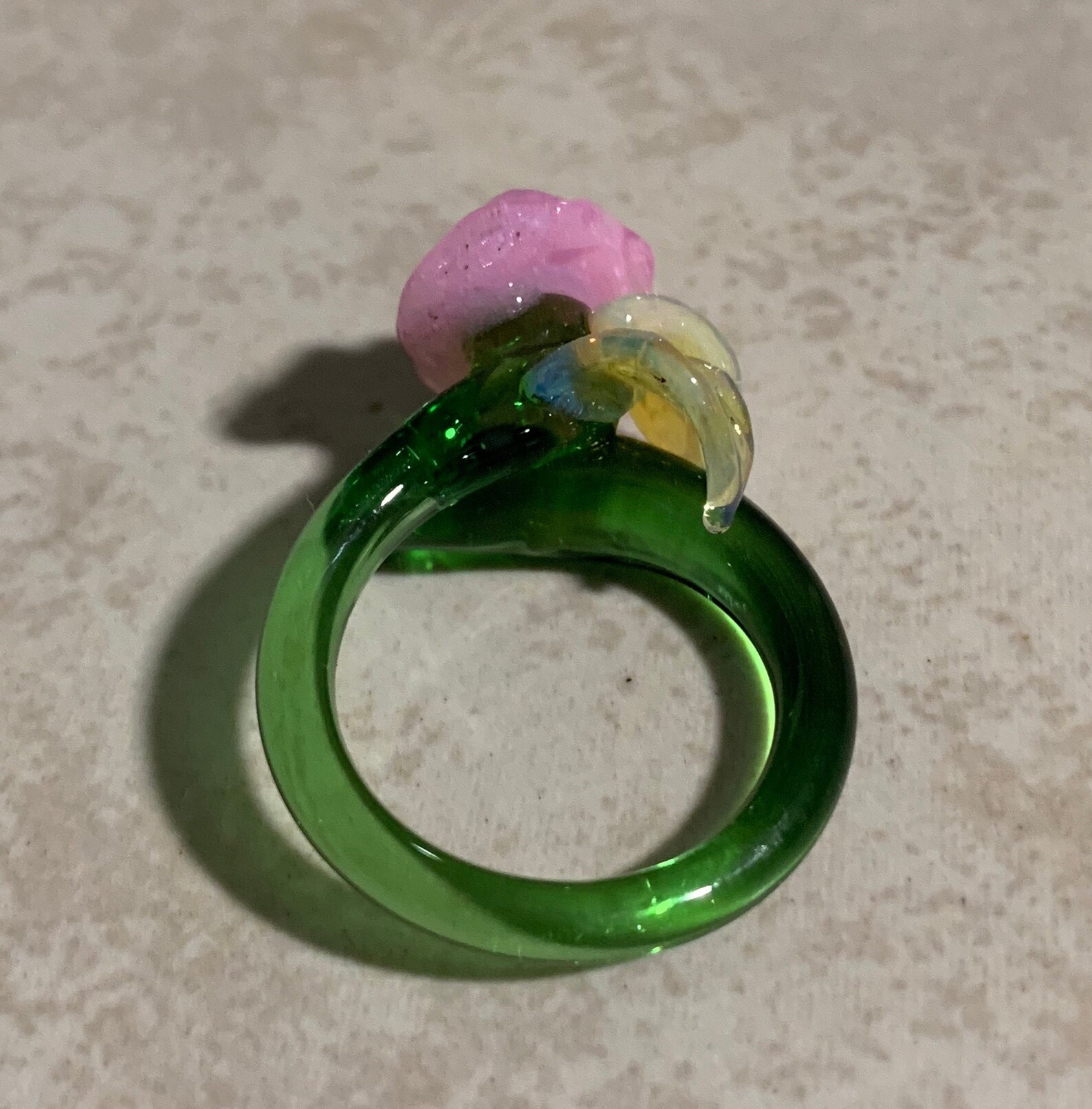 Pink Rose Ring Flower Ring Blown Glass Jewelry Best Friend | Etsy