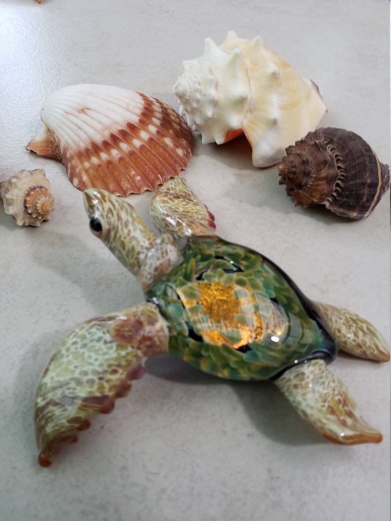 Glass Turtle Shell Sea Turtle Sea Shell Blown Glass Turtle | Etsy